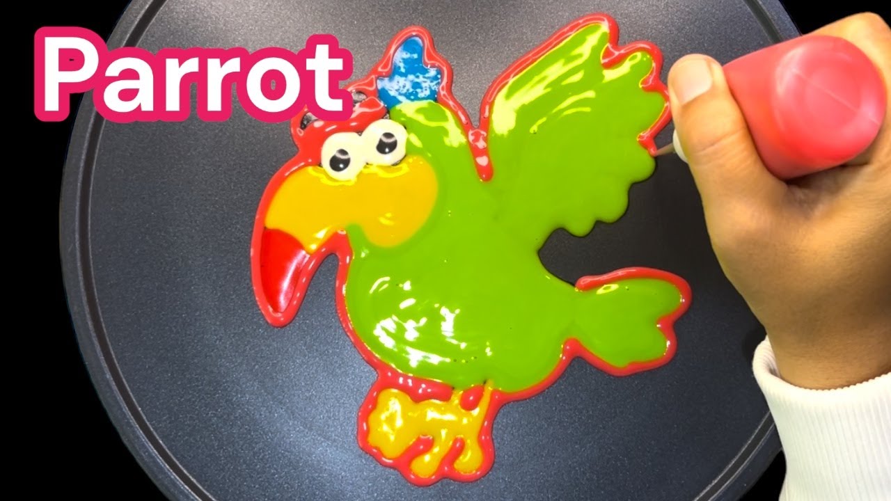 Drawing Parrot, Bird cartoon, Bird Drawing, Pancake, Pancake Art ...
