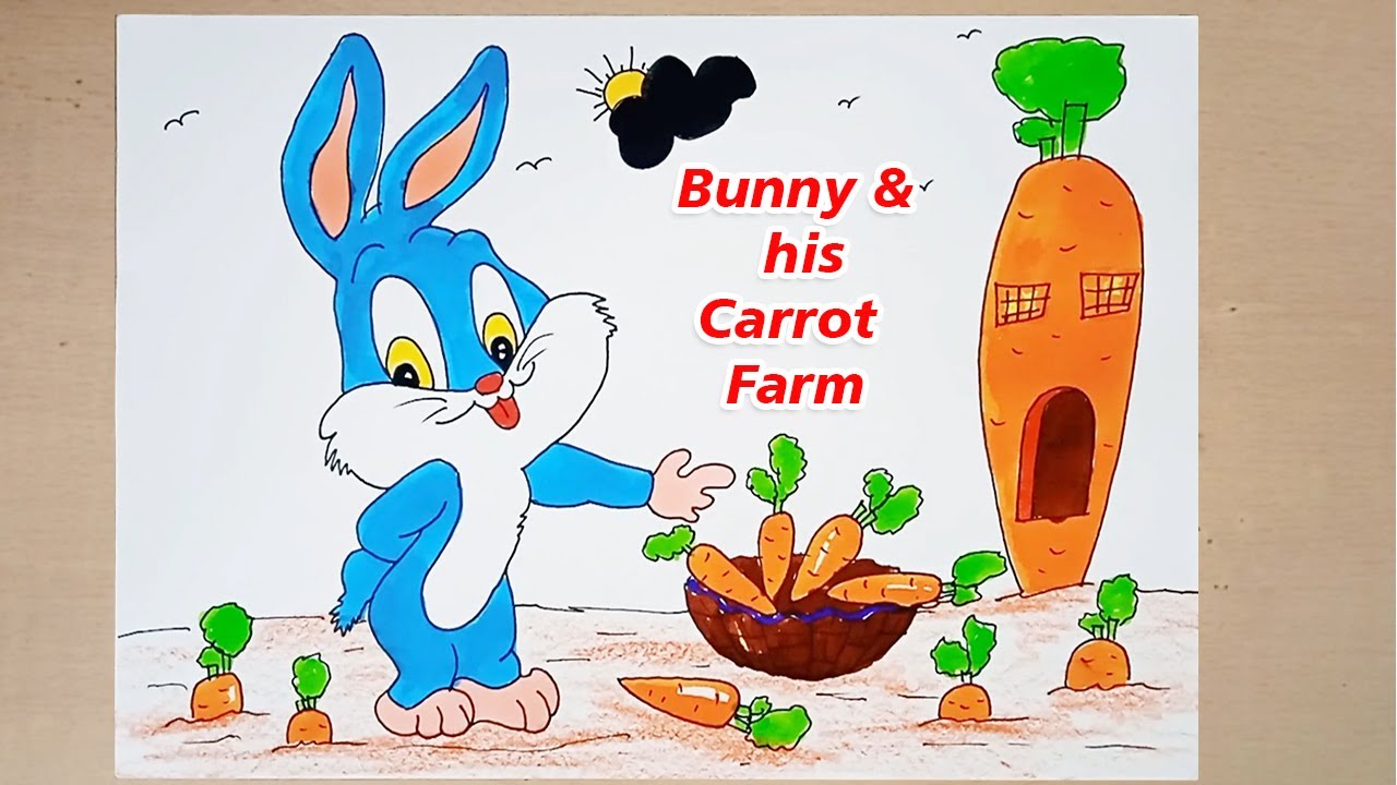 Bunny and his Carrot Farm, Rabbit drawing - YouTube