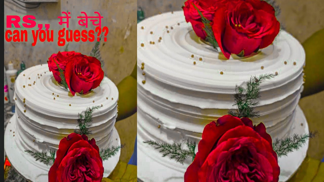 Rose cake decoration/vanilla Cakewith heighted ki design idea# ...
