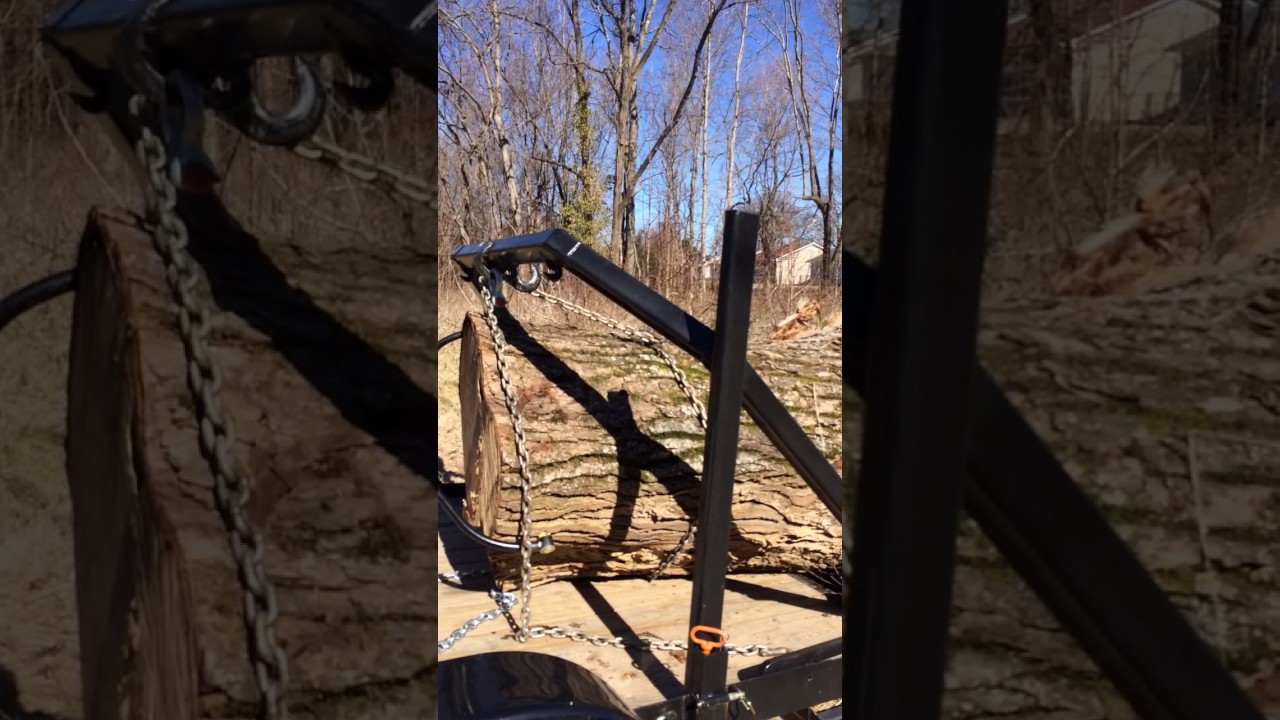Modified car hauler / Log lifting arch trailer (lifting HUGE log) part ...