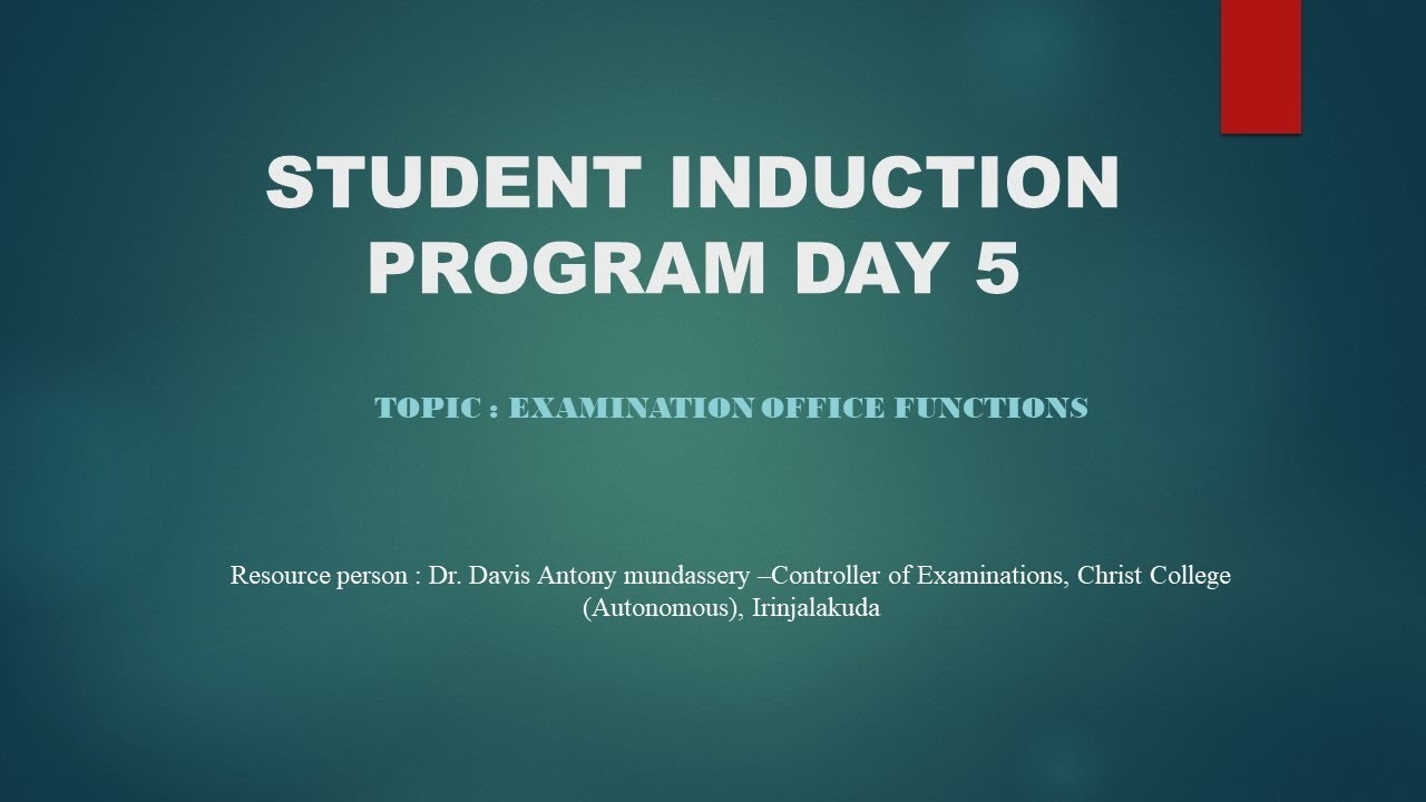 STUDENT INDUCTION PROGRAM DAY 5 - EXAMINATION OFFICE FUNCTIONS - YouTube
