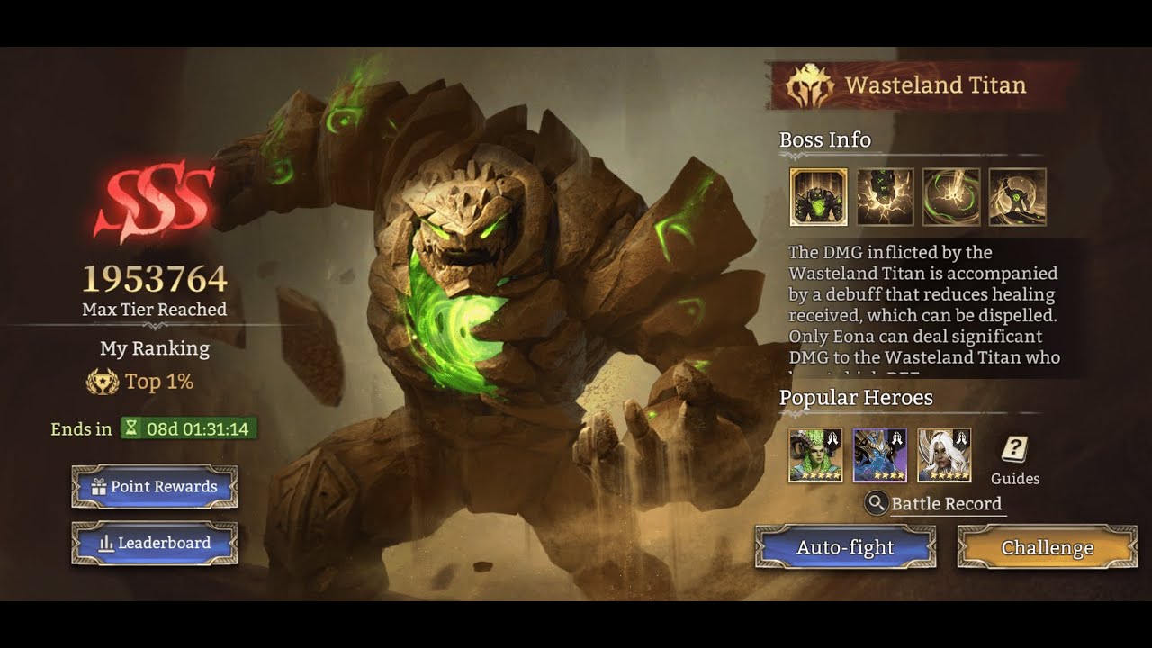 Watcher of Realms - Immortal Codex (Wasterland Titan) SSS F2P - YouTube