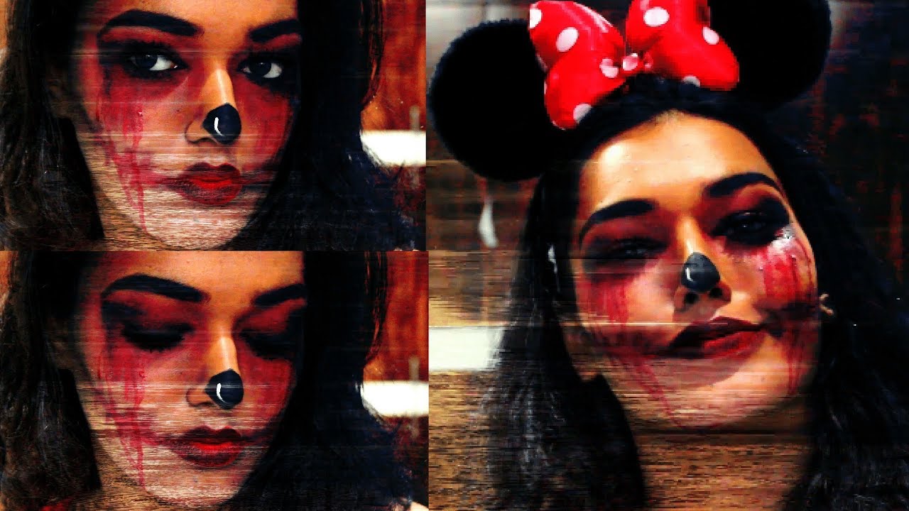 ZOMBIE MINNIE MOUSE | EASY HALLOWEEN GLAM | Sarah Sarosh - YouTube