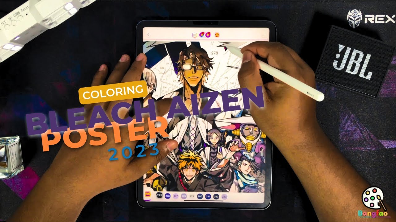 Coloring Bleach Aizen Poster with iPad and Apple Pencil: A Relaxing ...