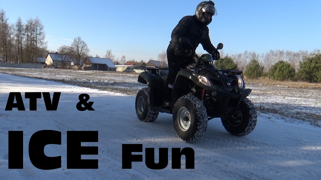 ATV drifting on ice - winter 2016 snow and ice - YouTube