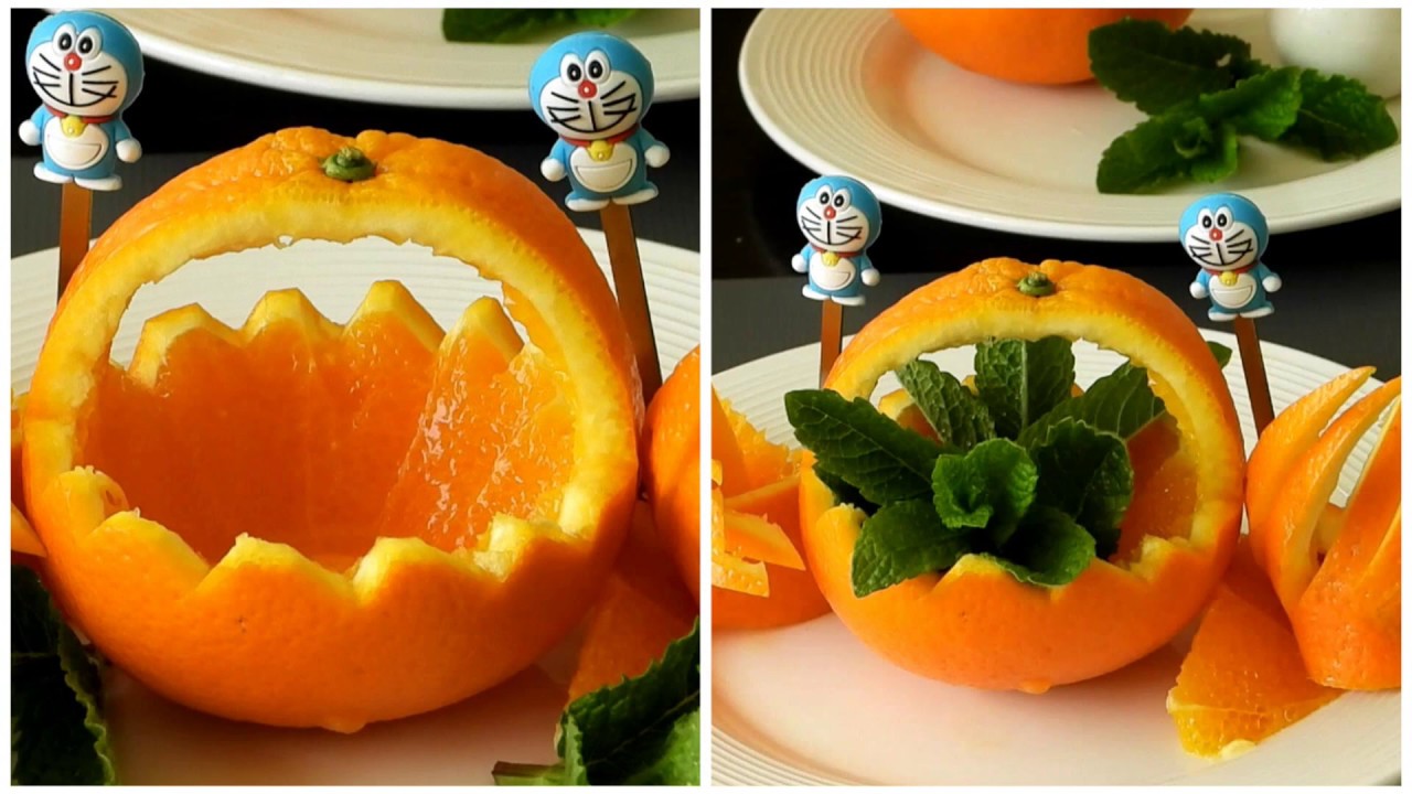 Art In Orange Basket | Fruit & Vegetable Carving Garnish - YouTube