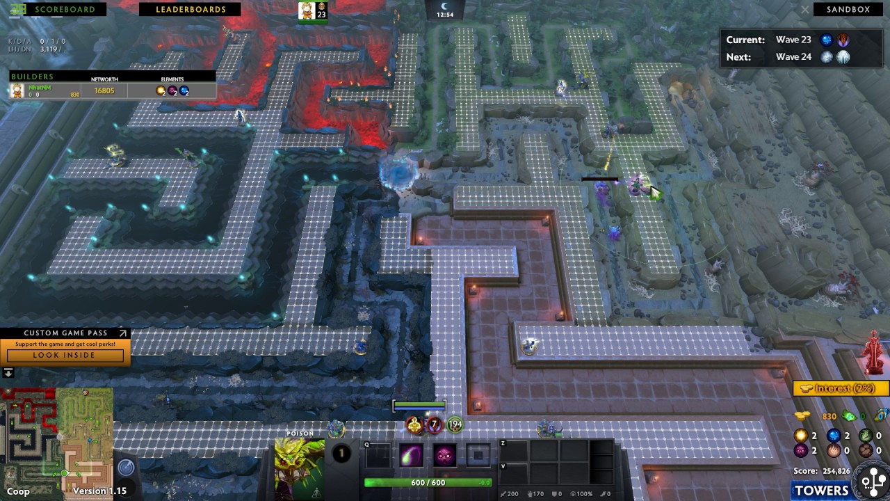 [Dota2] Element TD - Co-Op/Insane/Single - Without lost life until boss ...