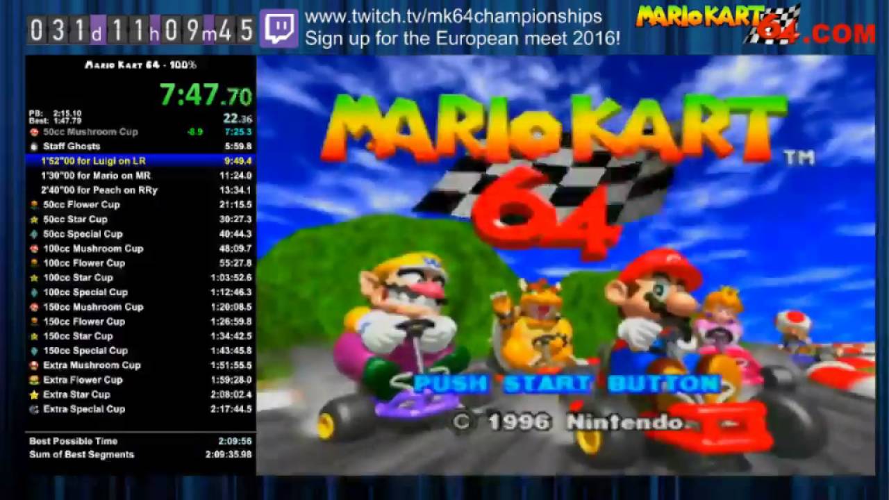 MK64 - 100% - 2:14:52 (WR) (Part 1) - YouTube