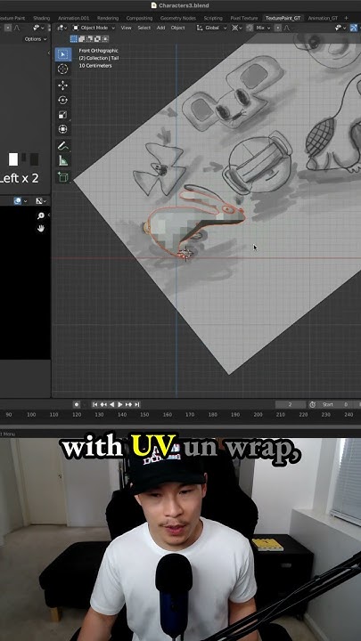 Texture Paint After UV Unwrapping - making a 3d game character in Blender - 3.5: Raz the Rabbit ...