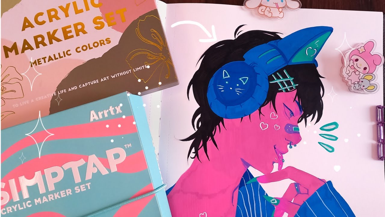 🦢♡ Pintando con plumones acrílicos + Tips de dibujo // Arrtx review ...