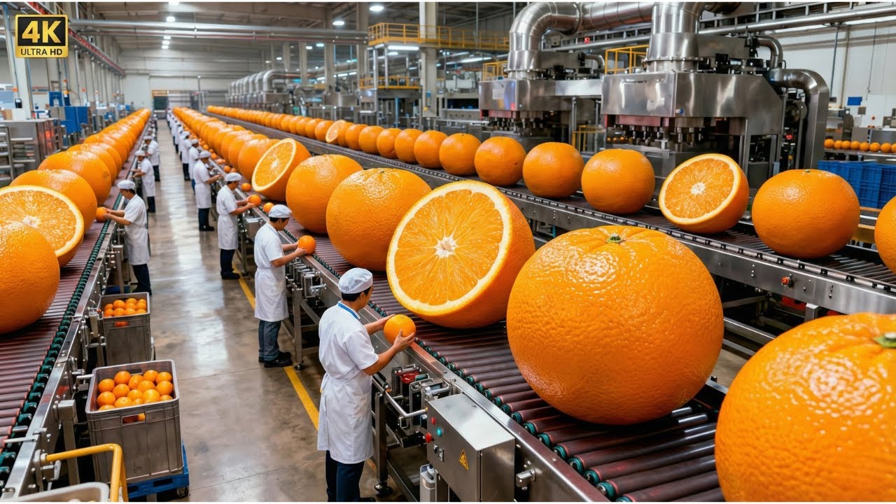 Industrial Orange Juice Processing Step by Step : Inside the Factory ...