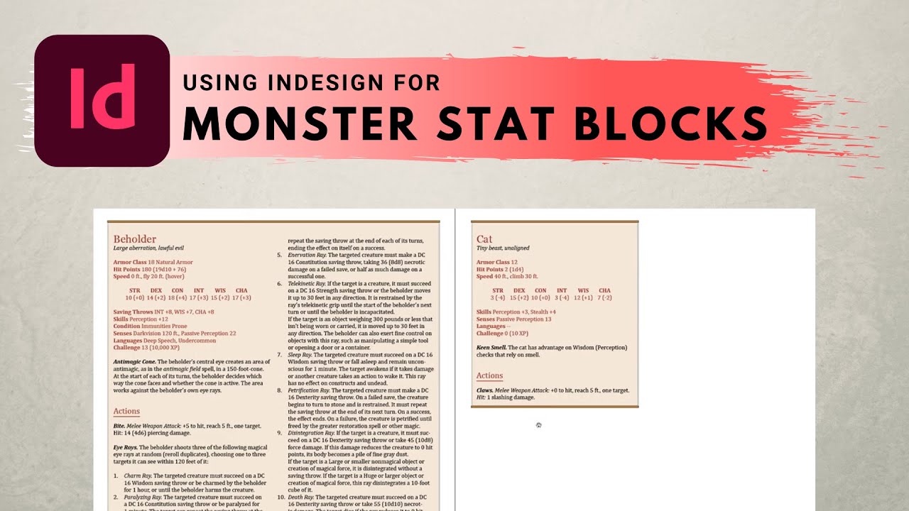 Using InDesign for Monster Stat Blocks - YouTube