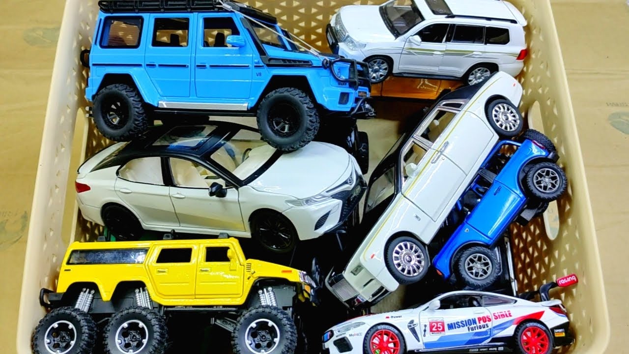 Box Full of Cars, Jeep, Marcedes-Benz G550, Land Cruiser, BMW M8 GTE ...