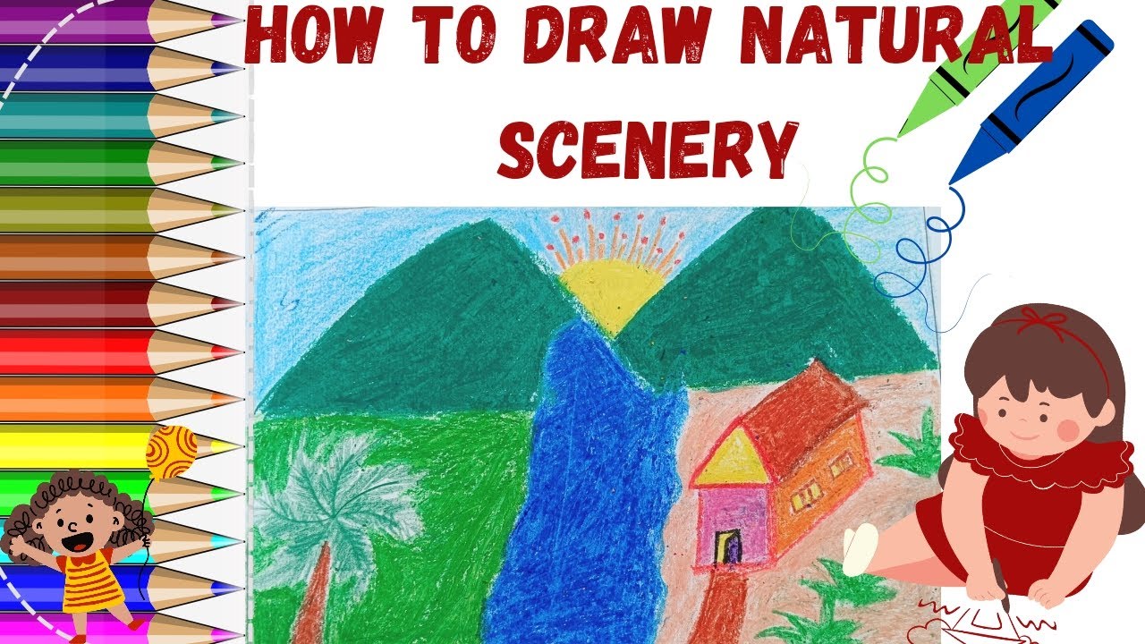 Natural scenery for kids | Drawing for kids | Beginner Drawing | easy ...