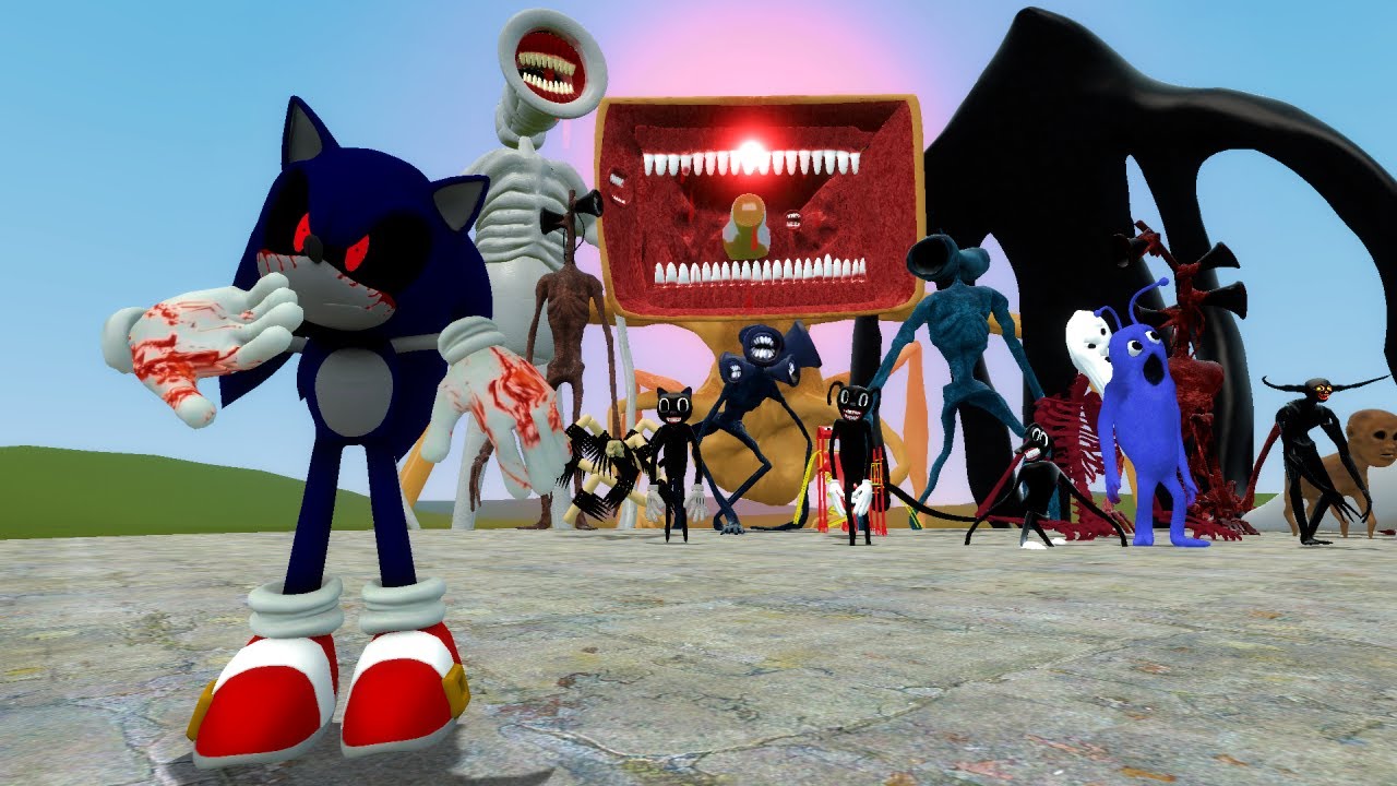 SONIC.EXE VS TREVOR HENDERSON CREATURES!! Garry's Mod Sandbox - YouTube