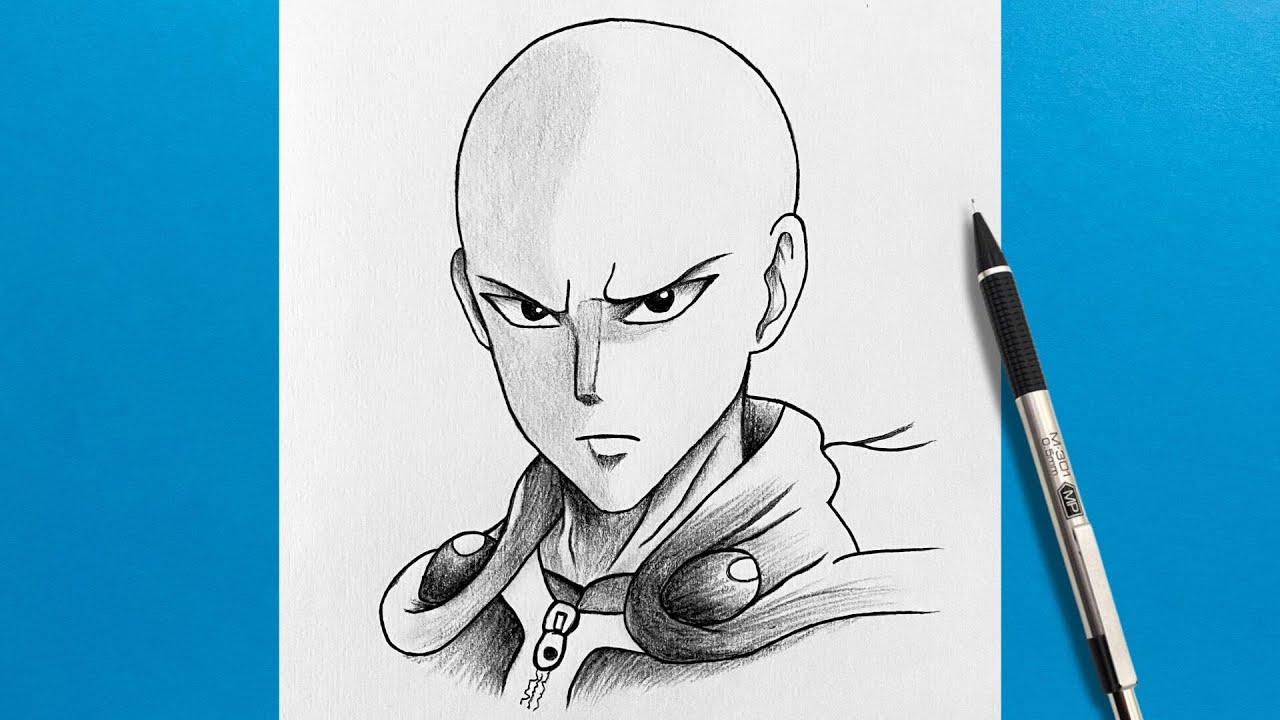 How To Draw Saitama From One Punch Man Easy Step By Step | Saitama Drawing Tutorial For ...