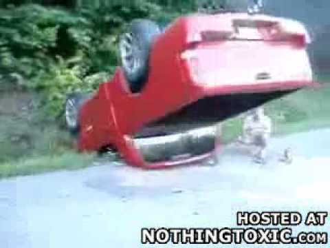 redneck wrecks dodge pickup drag racing a possum - YouTube