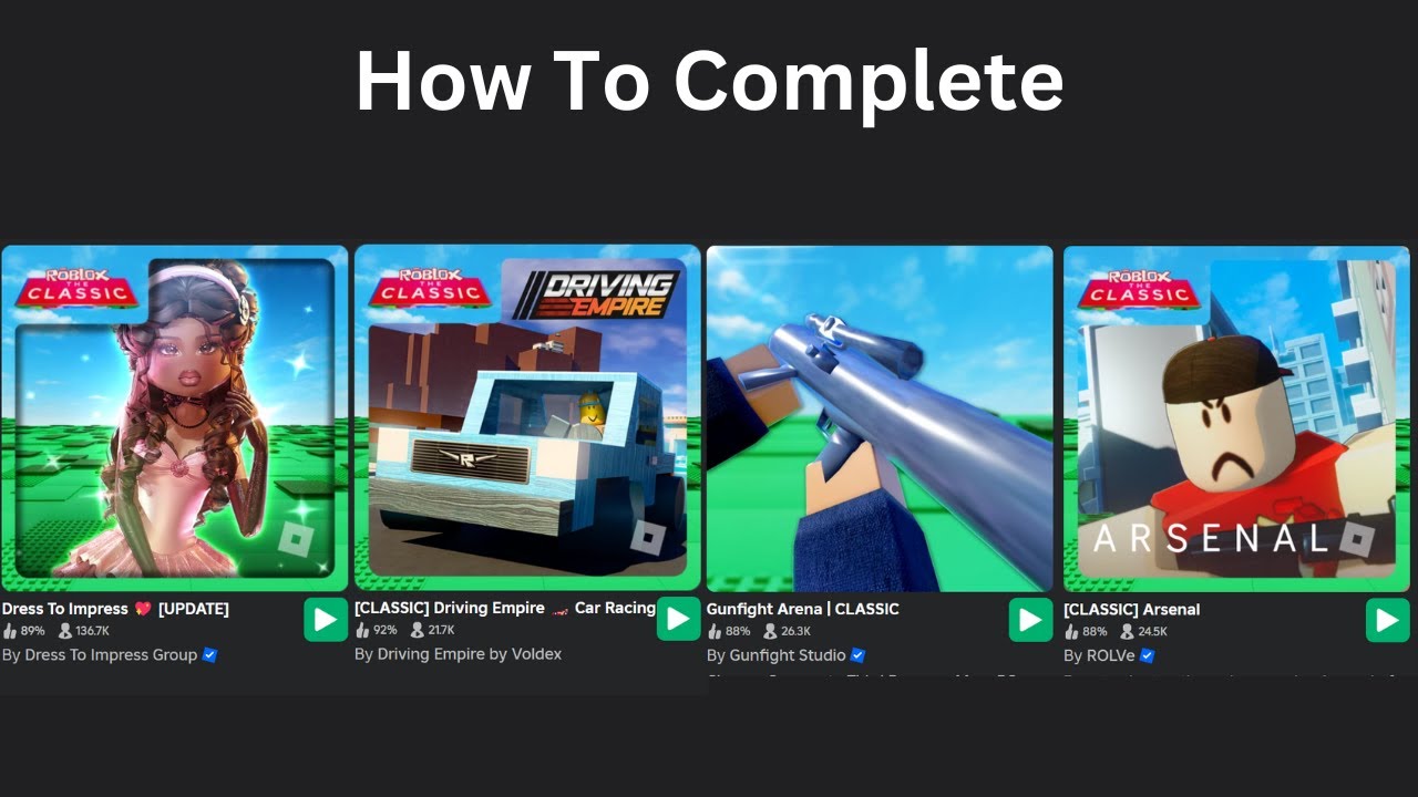 How To Complete 4 Of The Roblox Classic Games - YouTube