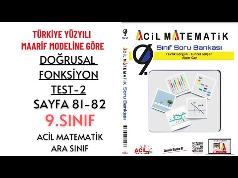 9.Sınıf Soru Bankası 2.Tema Doğrusal Fonksiyon Test-2 (Sayfa 81-82)