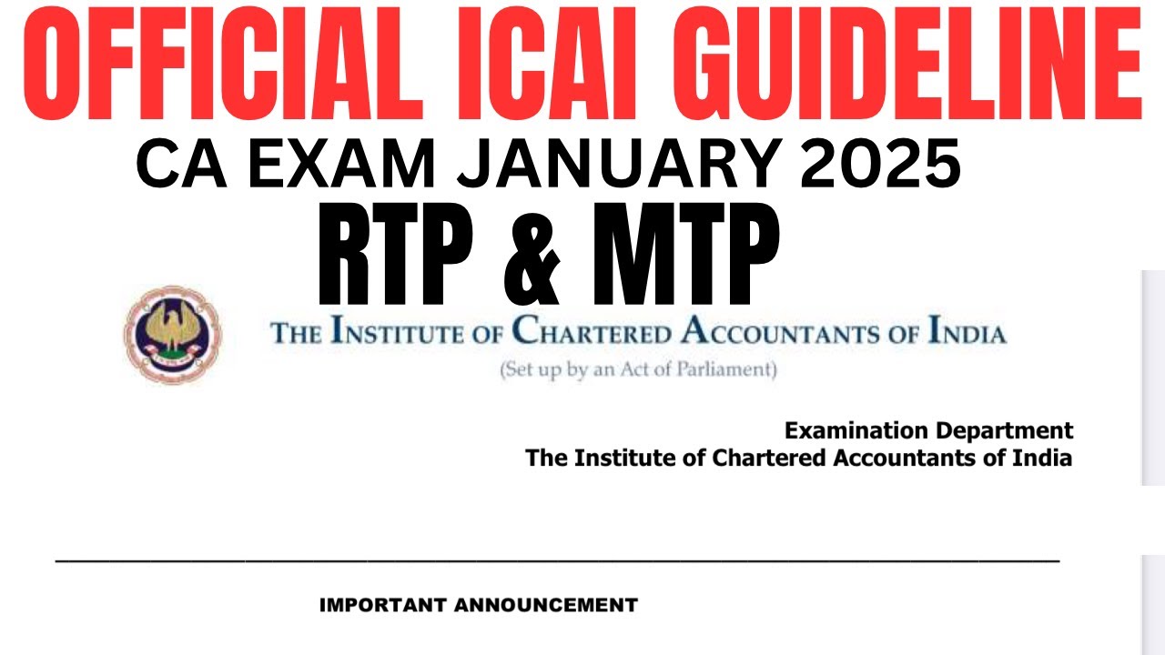 Official Icai Guidelines CA Exam January 2025 RTP & MTP | Don’t skip ...