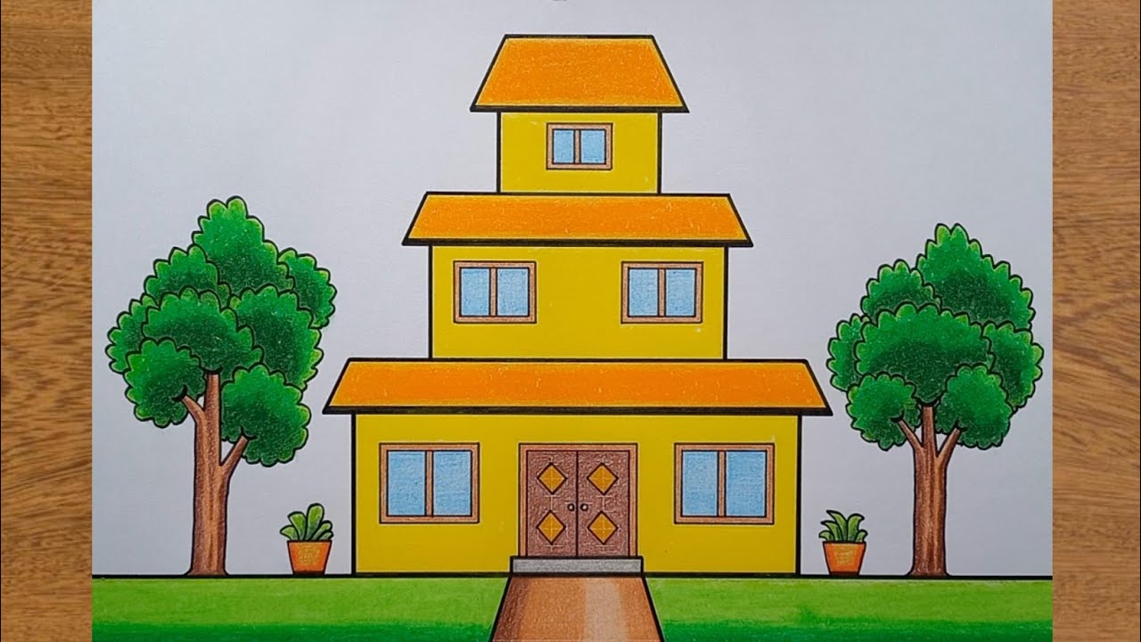 How to Draw a Level House 3 || Very Easy - For Beginners - YouTube