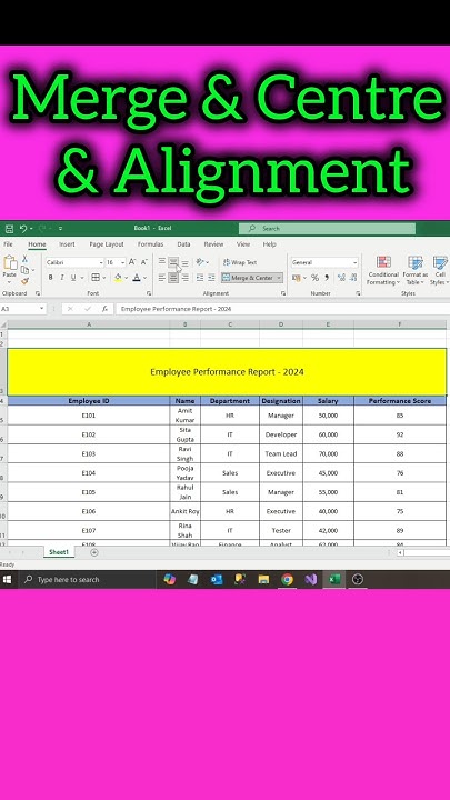 Ms Excel Merge & Center And Alignment | Merge & Center🔥#margin #center #exceltips$$ - YouTube