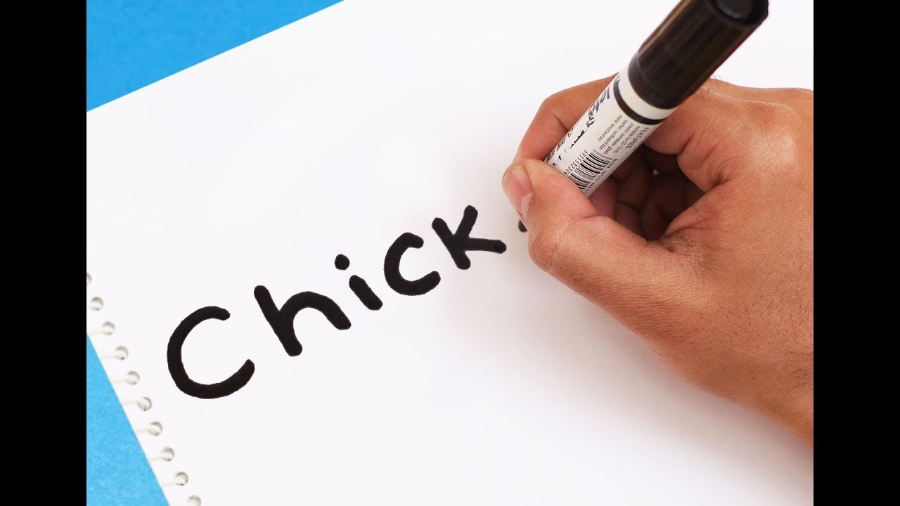 How to turn word CHICK into a Cartoon ! Text To Picture Art for kids ...