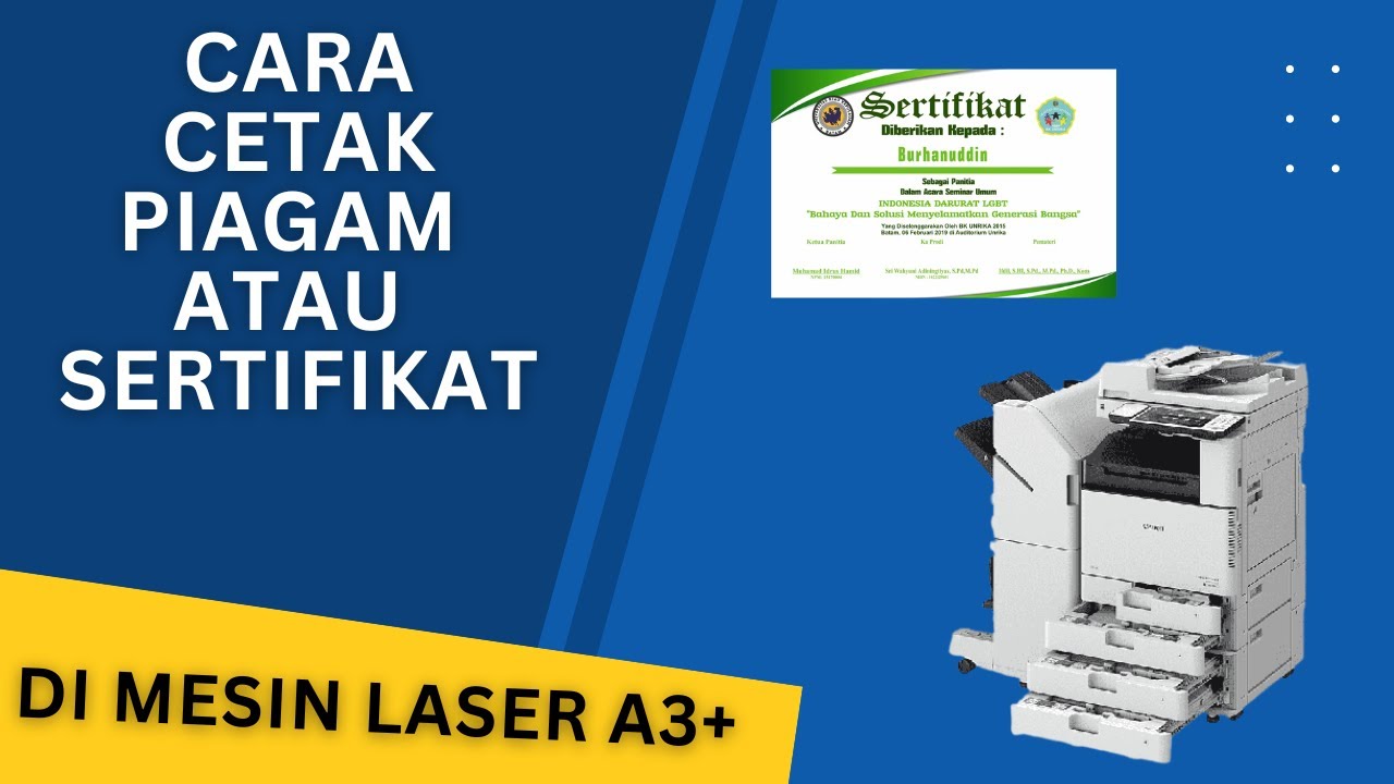 CETAK PIAGAM DAN SERTIFIKAT DI MESIN LASER A3 #piagam - YouTube