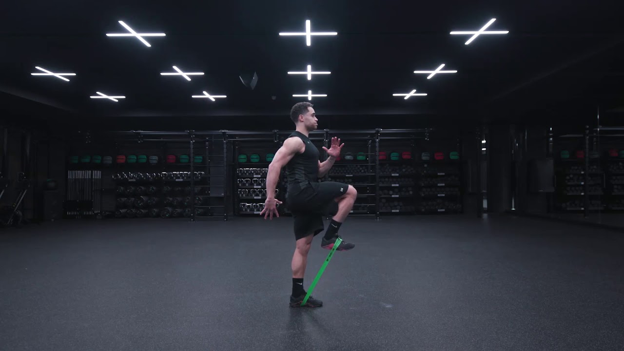 How To Standing Band Resisted Hip Flexion - YouTube