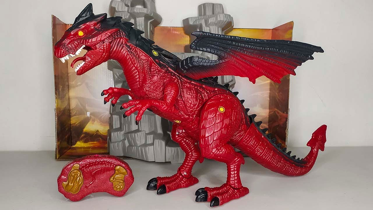 Dragon rojo Dinosaur planet fuego touch animatronic radio control - YouTube