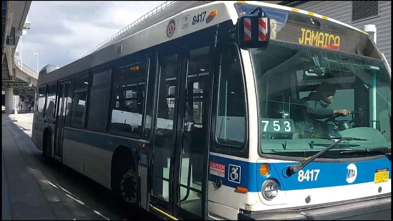 MTA: Q3 bus action at Terminal 8 JFK airport and Lefferts Blvd airtrain station - YouTube