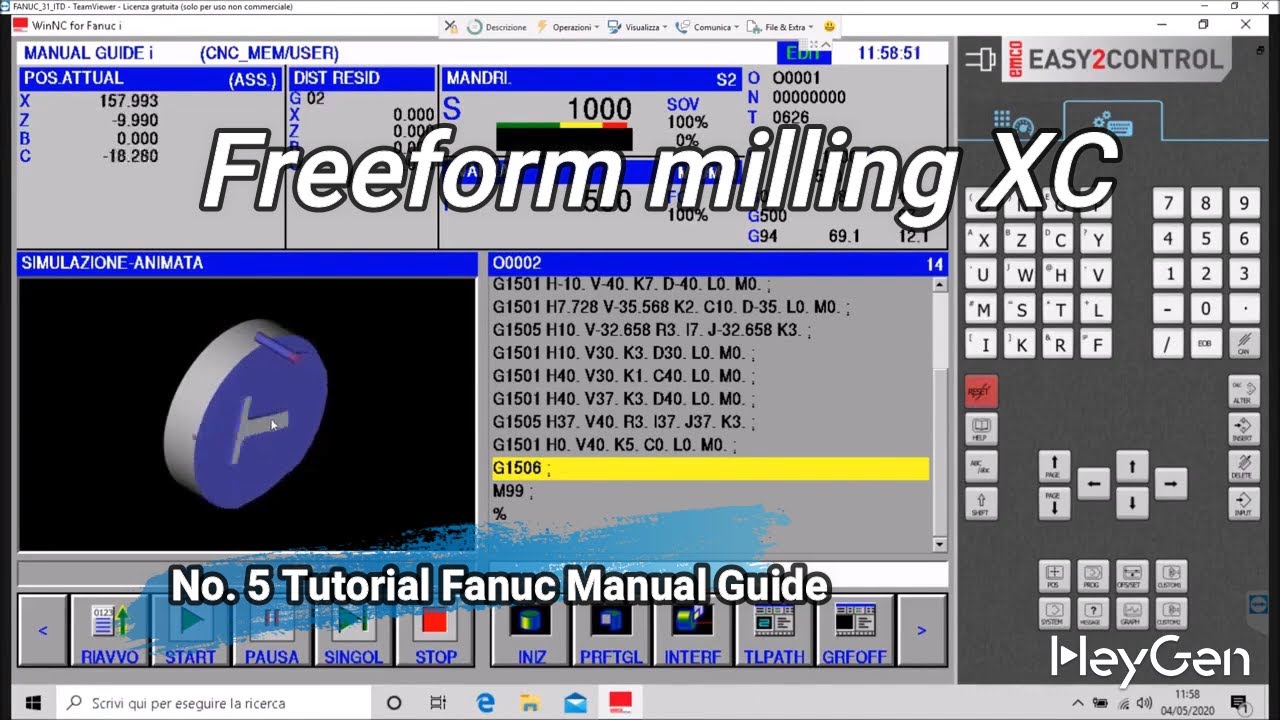 N°5 Tutorial #fanuc Manual Guide #cnc ! Freeform milling XC - YouTube
