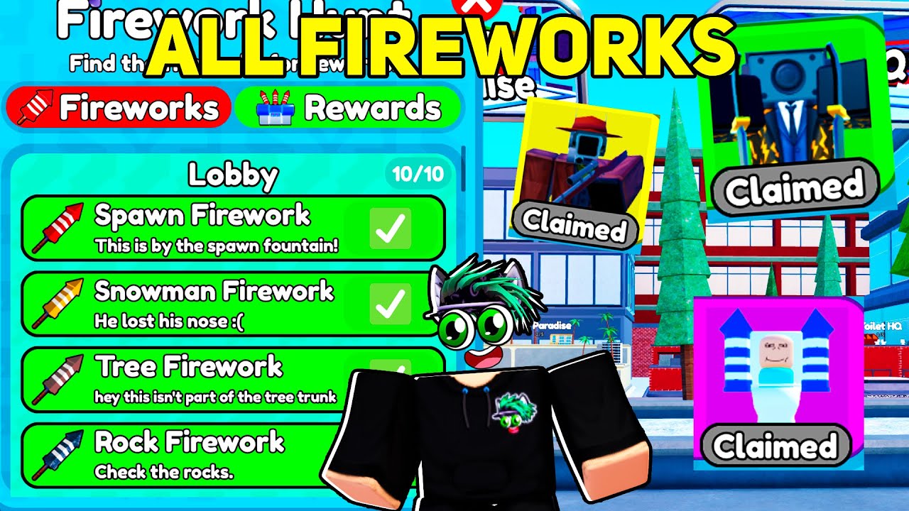 Found all 30 fireworks in the TTD Roblox | Toilet Tower Defense roblox ...