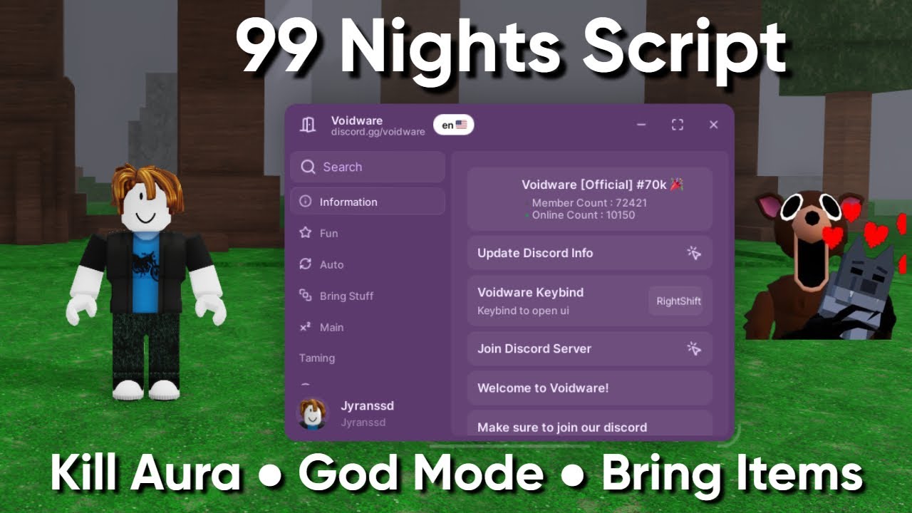99 Nights in the Forest Script - Kill Aura, God Mode, Esp - No Key ...
