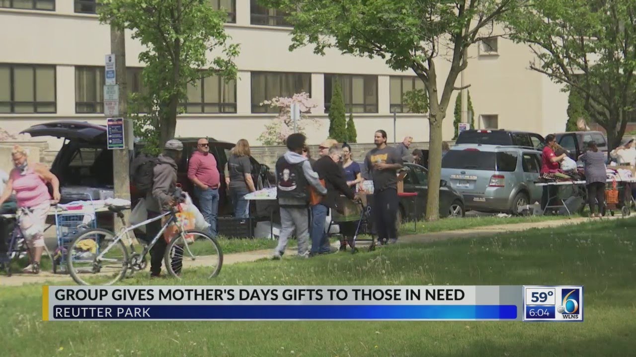 Group Gives Mother's Day Gifts to Those in Need in Reutter Park - YouTube