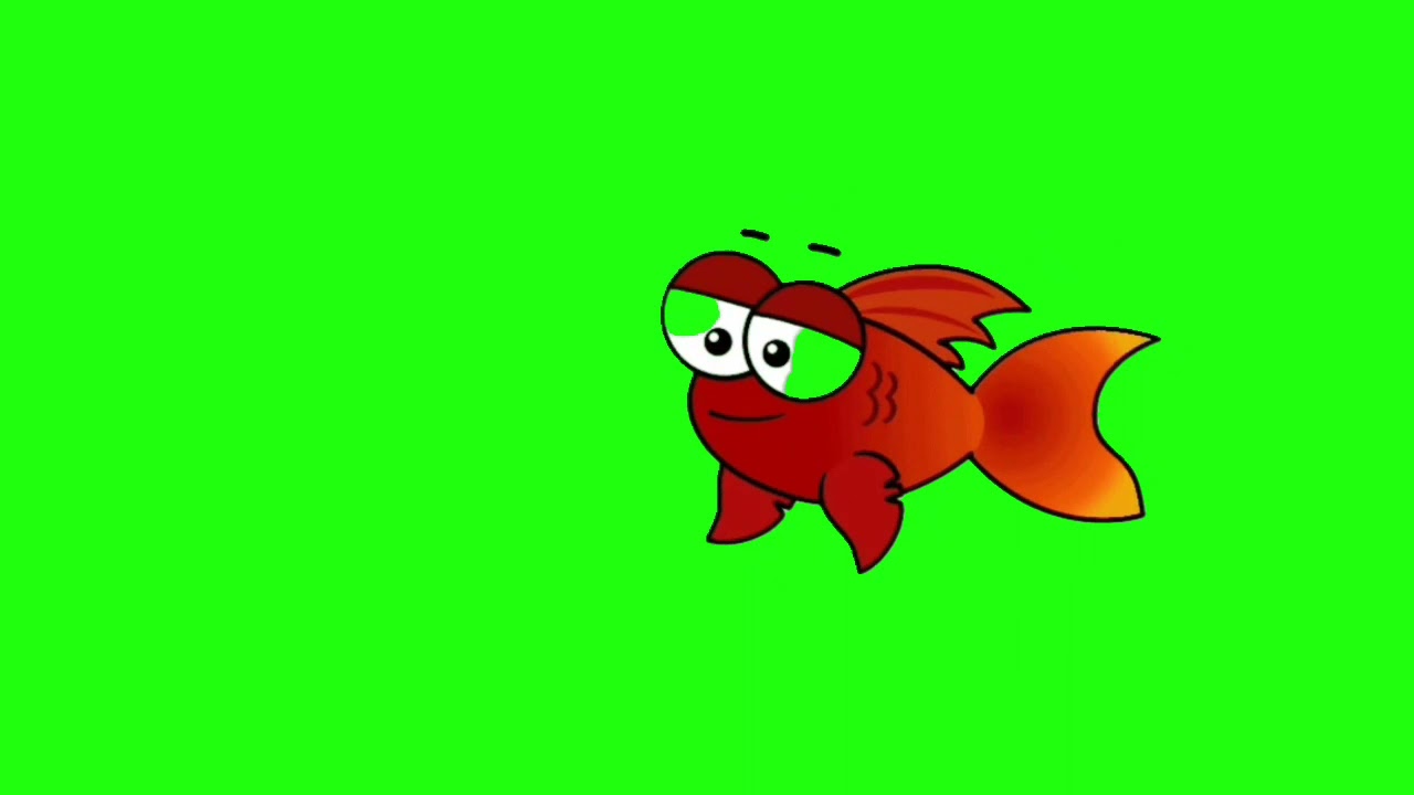 Fish green Screen animation (free use)!! Cartoon fish fly green Screen ...