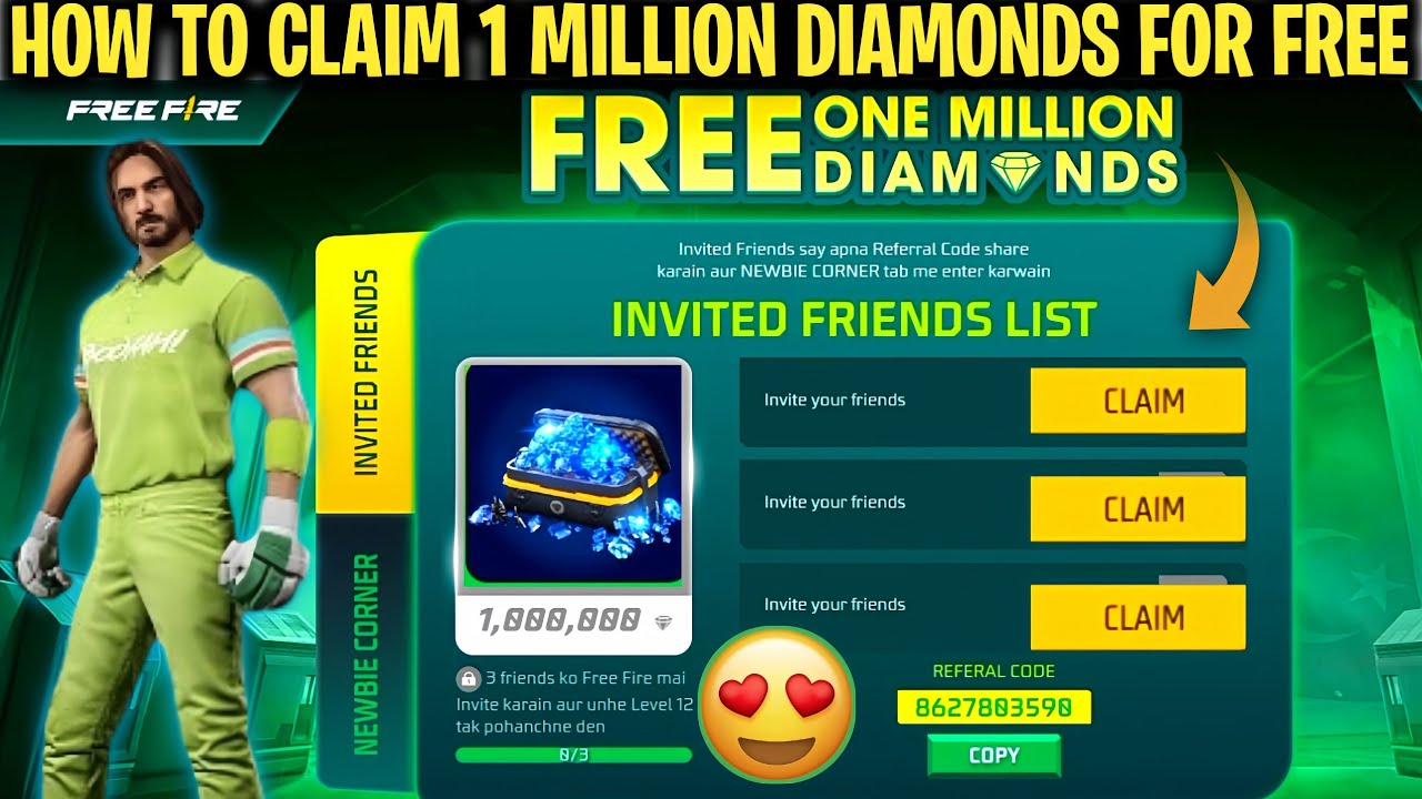 How To Claim 1 Million Diamonds | Invite Friends & Claim 1 Million ...