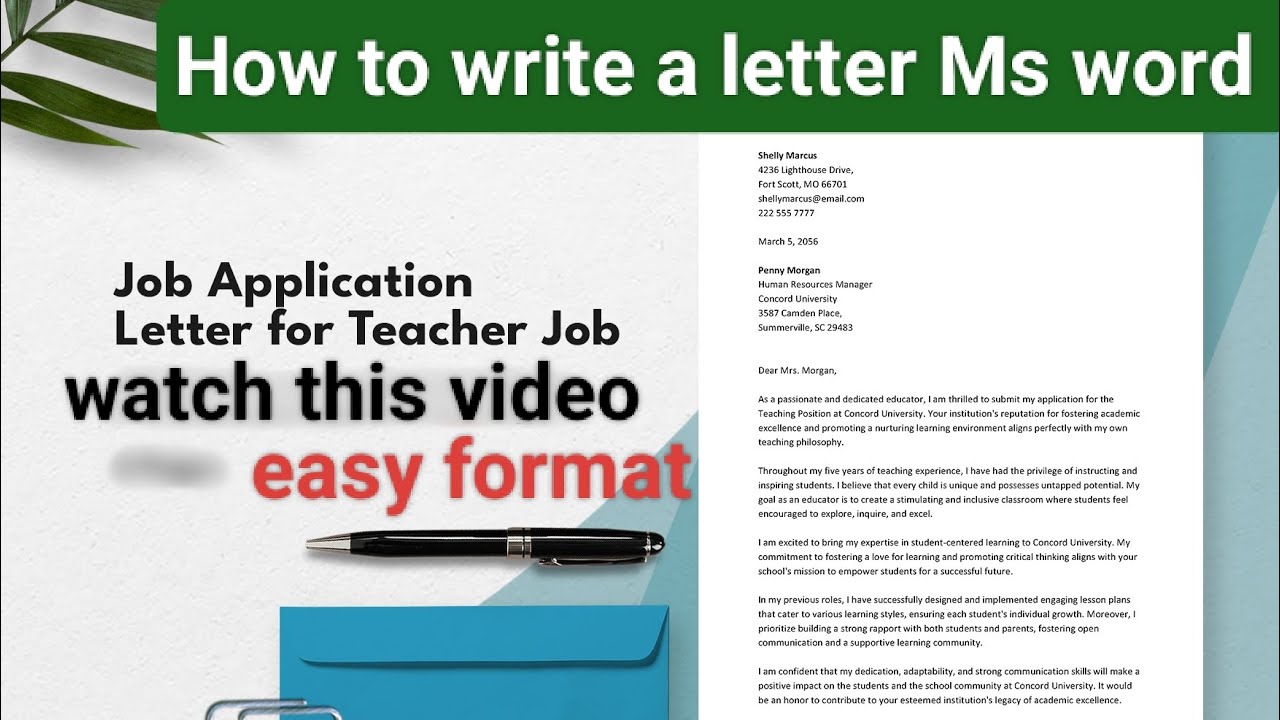 How to write Application letter in MS word #easy format #viralvideo ...