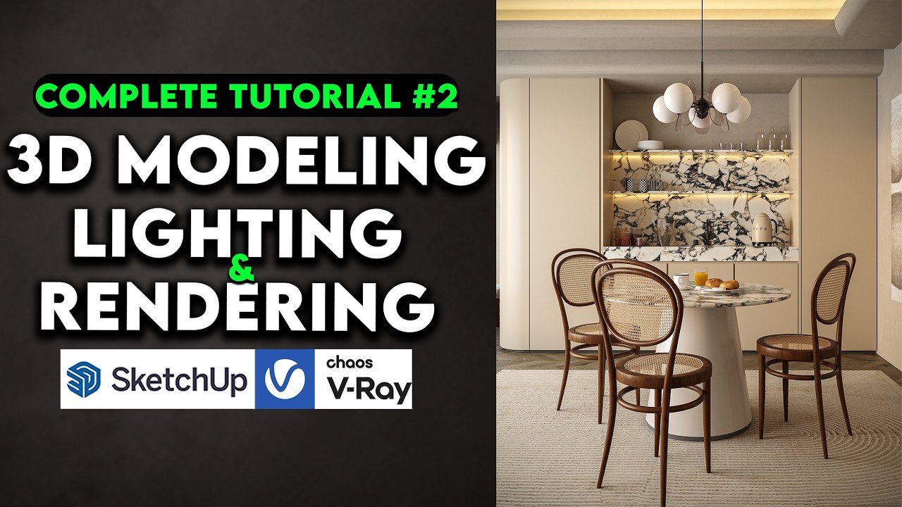 INTERIOR MODELING 02 | TEXTURE, LIGHTING AND RENDERING | SKETCHUP AND V ...