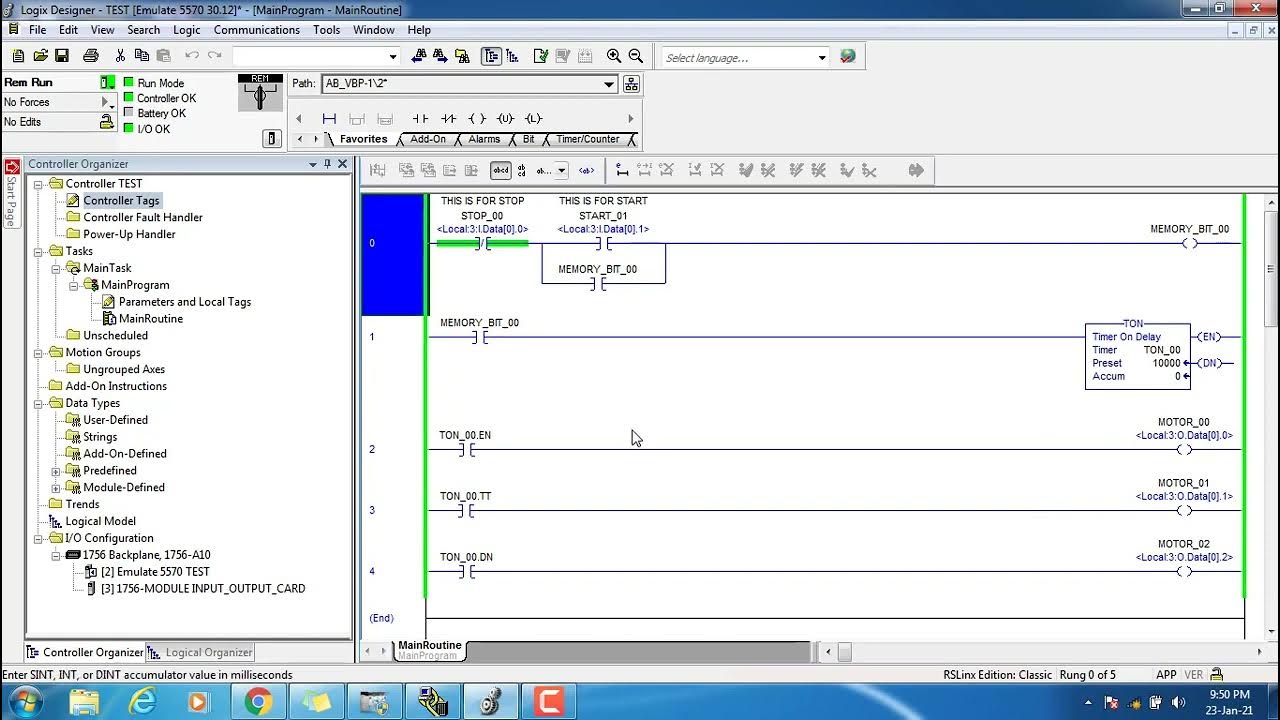 #PART3 Timer On Delay TON in RSLogix 5000 Logix Designer Software # ...