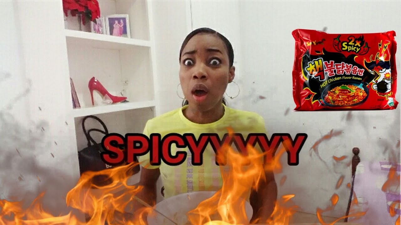 Trini Tries 2x Spicy Noodles Challenge (hilarious) - YouTube
