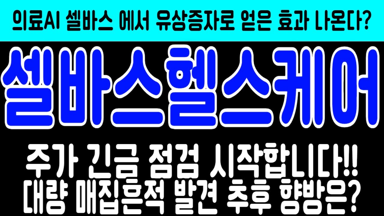 셀바스헬스케어 주식 의료ai 셀바스 에서 유상증자로 얻은 효과 나온다 주가 긴급점검 시작합니다 대량 매집흔적 발견