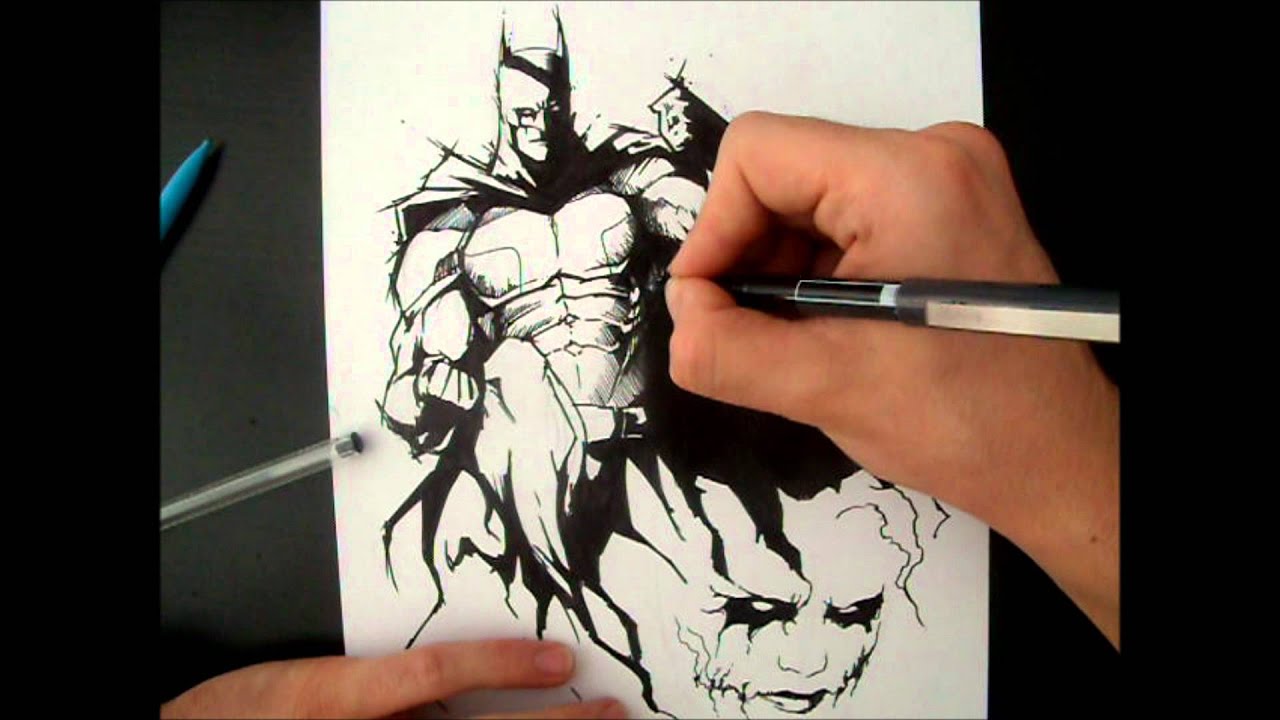 Dibujo de batman | Boceteando | Lápiz, rotulador y pilot - YouTube