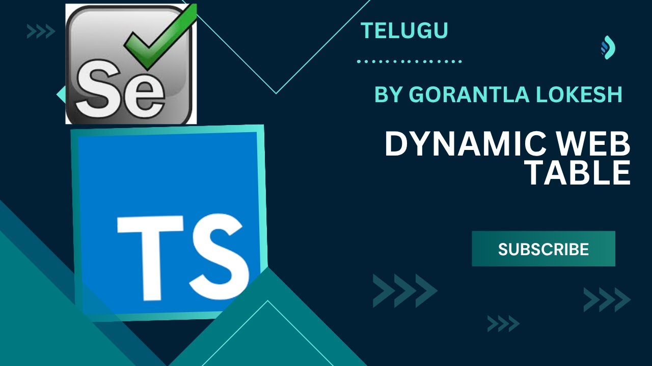 Part 18: Handle Dynamic Web Table using Selenium Typescript | #telugu # ...