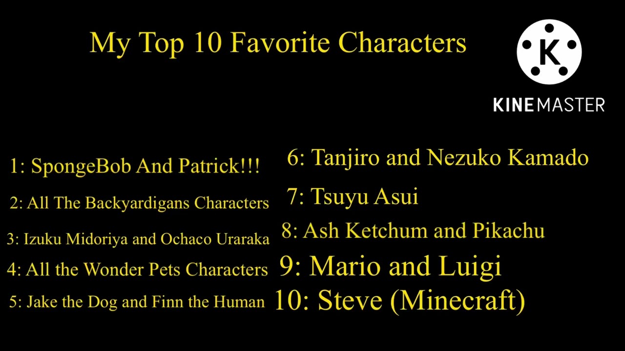 My Top 10 Favorite Characters List - YouTube