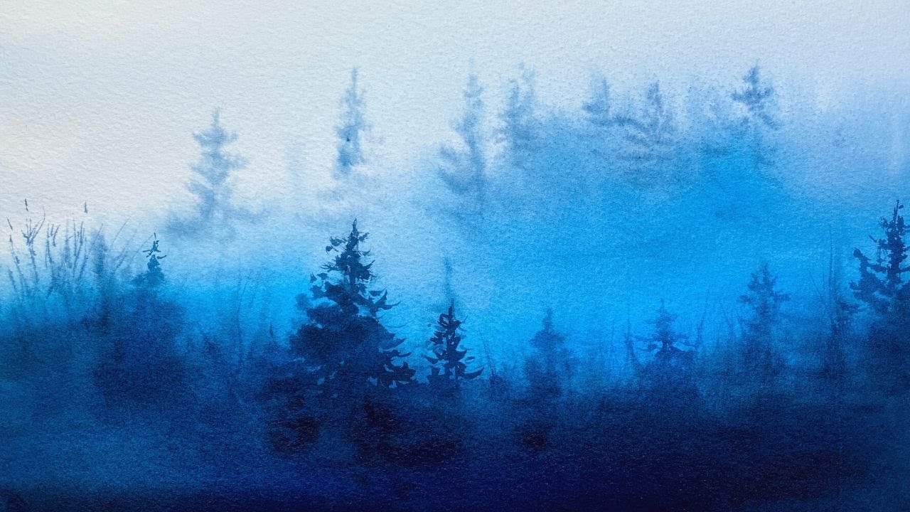 Monochromatic forest painting demo in watercolors - YouTube