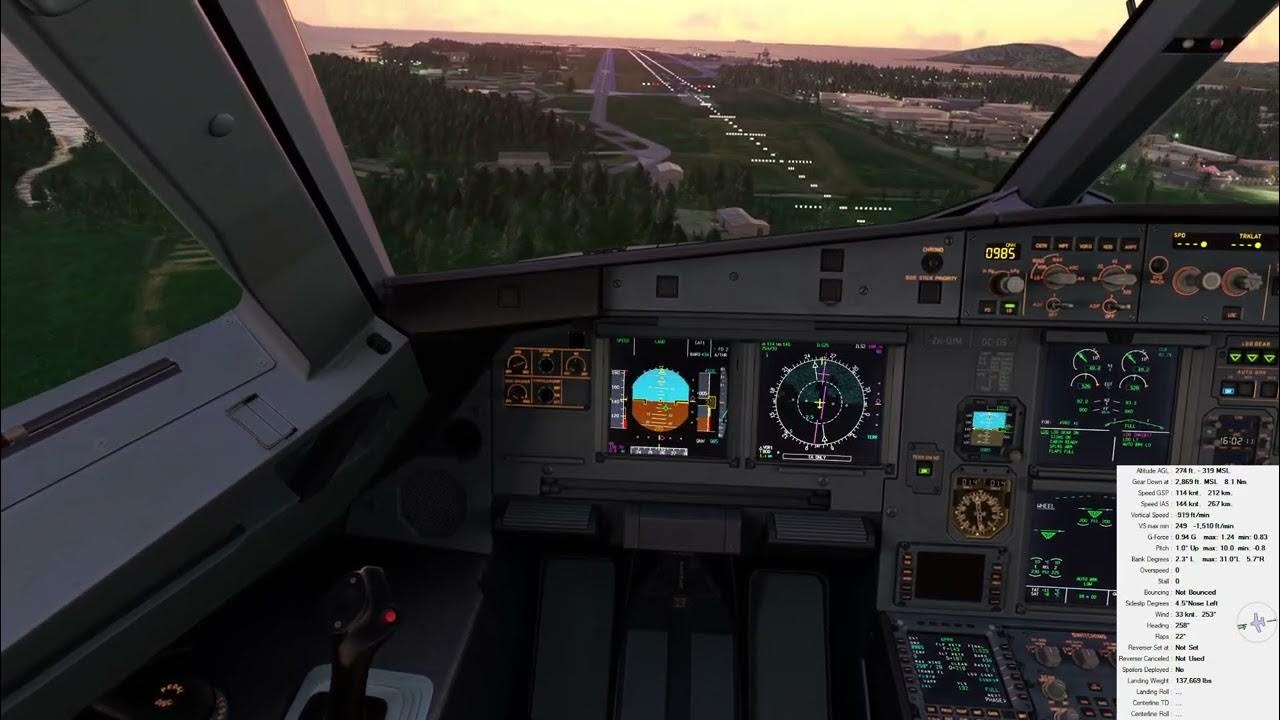 BUTTER LANDING in a 10° OFFSET and 33KT GUST wind approach | MSFS 2020 Fenix A320 | ENBO ILS25 ...