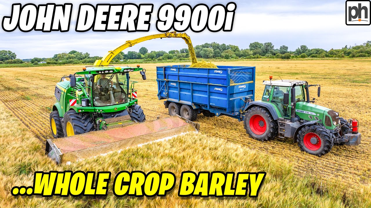 John Deere 9900i Forage Harvester on Whole Crop Barley #silage - YouTube