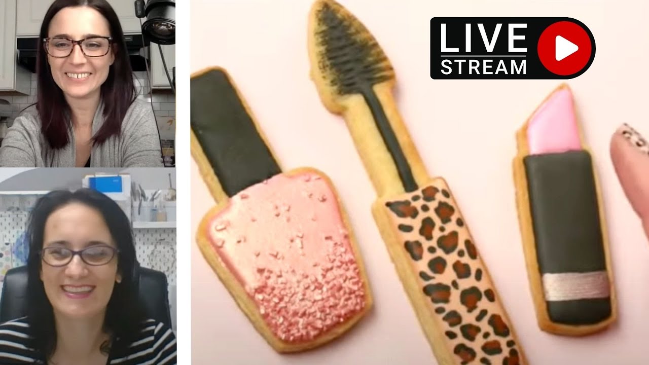 LIVE Makeup Cookie Decorating with Royal Icing | SweetAmbs and ...