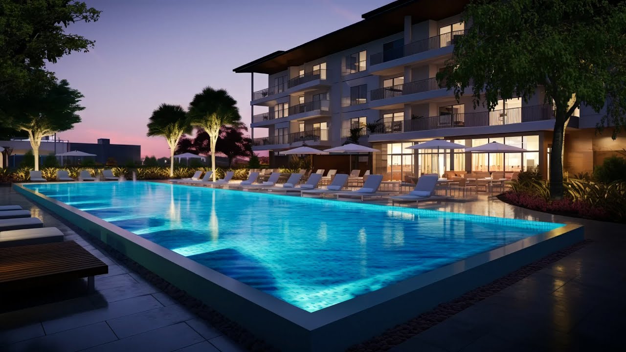 Night Pool Ambience | Relaxing Water ASMR | Crickets Sounds for Sleep ...